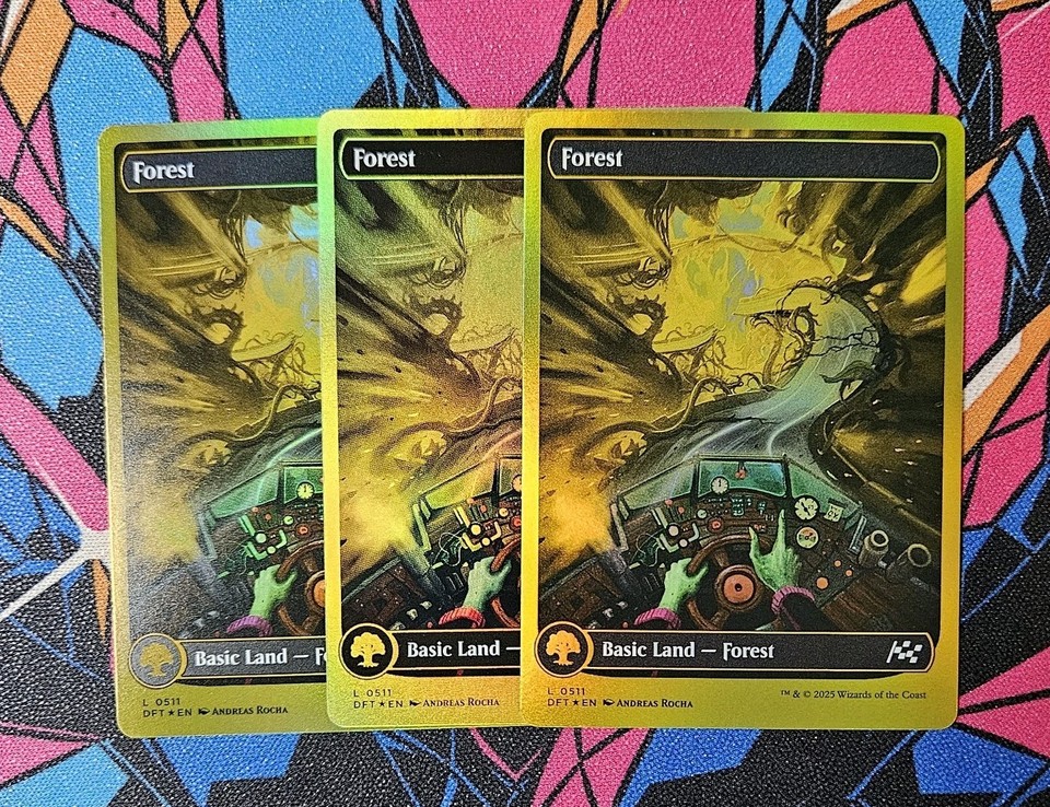 3x Forest x3 0511 NM First Place Foil MTG Aetherdrift Unplayed Magic ...