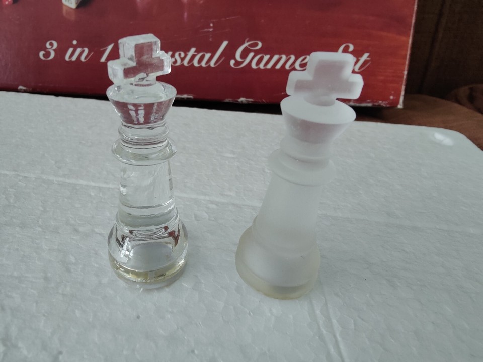 Imperial Crystal 3 in 1 Game Set Chess Checkers Backgammon LARGE New in ...