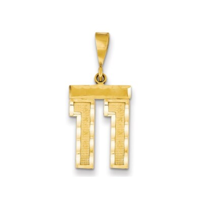 14k 14kt Yellow Gold Medium Diamond-cut Number 11 Charm PENDANT | eBay