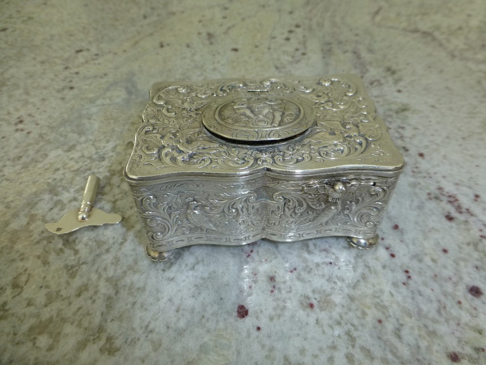 Antique Sterling Silver Swiss Singing Bird Box Unique Singing Tone Rare ...