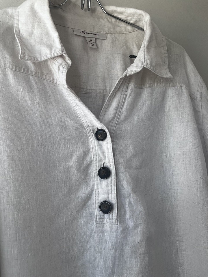 JM Collection Women's Size 16 Blouse Top Short Sleeves 100% Linen | eBay