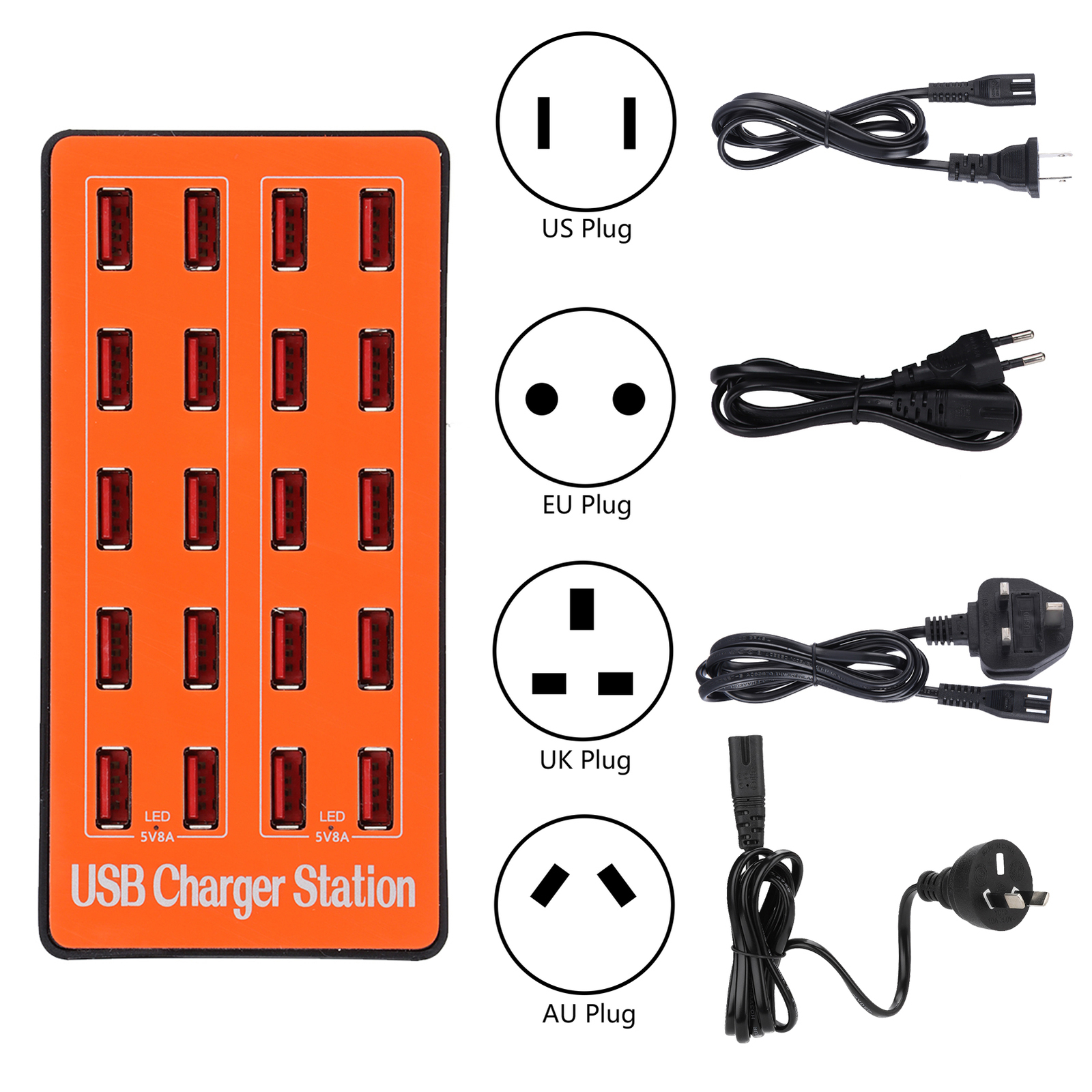 USB Charging Station 20‑Port Wall Power Fast Smart Charger For Multiple ...