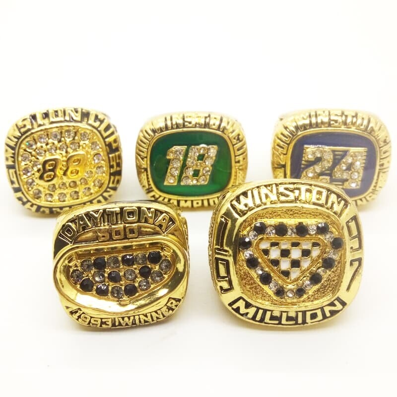 5 Pcs Set Rings NASCAR Winston Cup Series Daytona Racing Gold Pack Ring ...