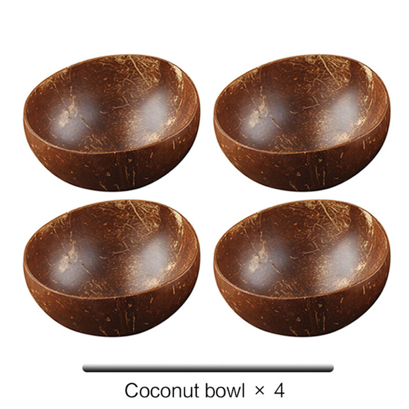 Natural Coconut Bowl Spoon Set Creative Coconut Shell Fruit Salad Bowl ...
