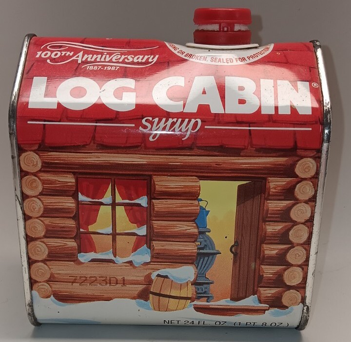 Vintage 1987 Red Log Cabin Maple Syrup Tin Can 100th Anniversary ...