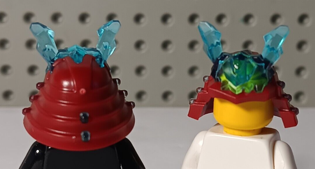 New LEGO Samurai Helmet Dark Red Rugged TRANS BLUE ICE HORNS Ninjago ...