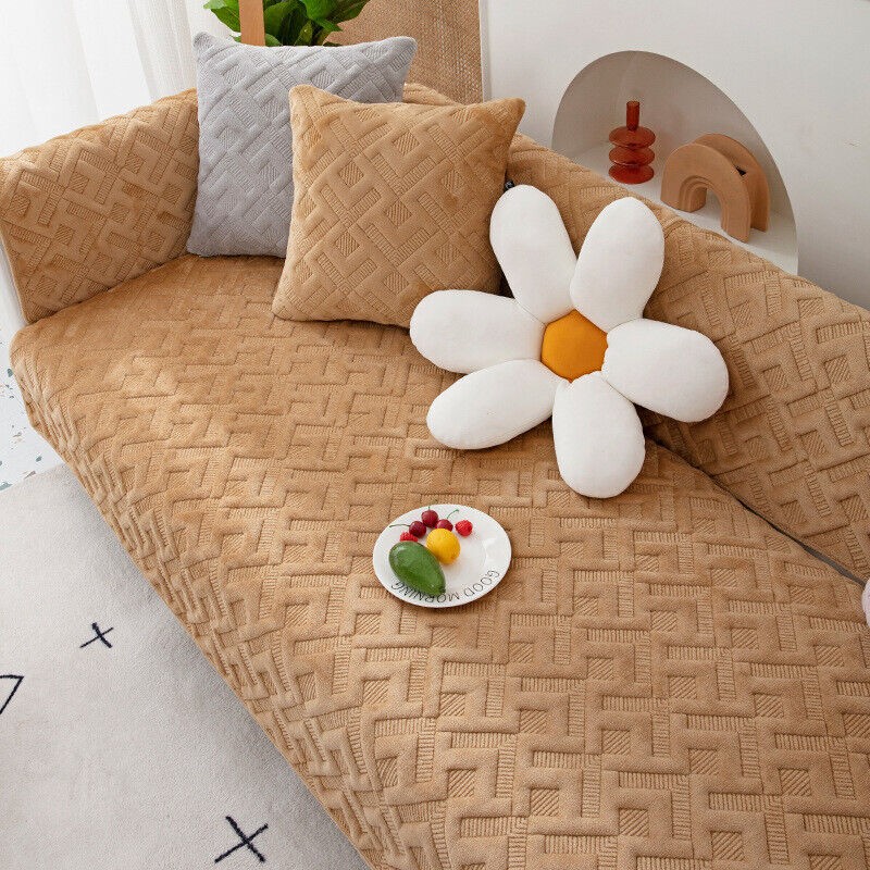 Quilted Non Slip Sofa Cover Thickened Cotton Couch Mat | eBay