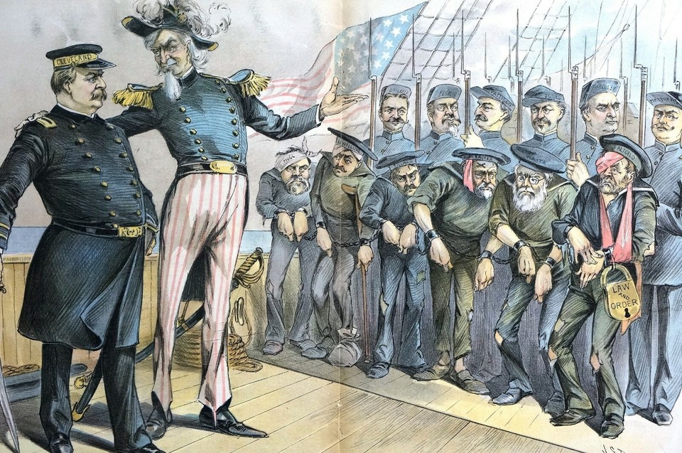 President COMMANDER Cleveland Quells Mutiny 1894 UNCLE SAM as NAVY ...
