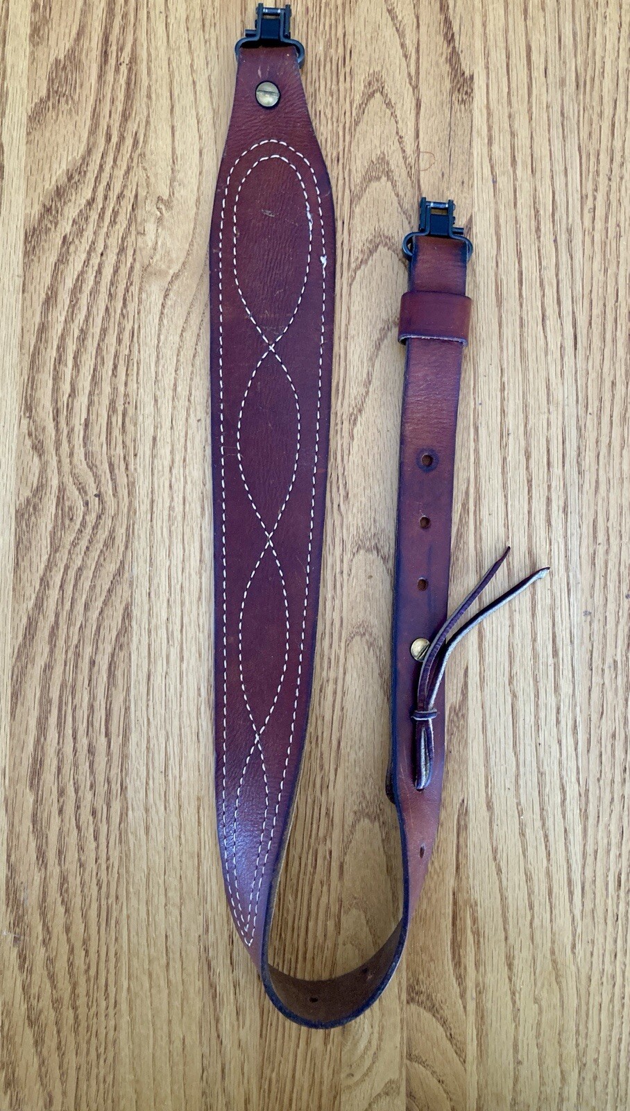 Hunter Figure 8 Stitched Cobra Type Leather Rifle Strap Sling w/ Boonie ...