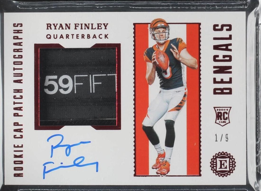 2019 Panini Encased - Rookie Cap Patch Autographs Ryan Finley #136 Ruby ...