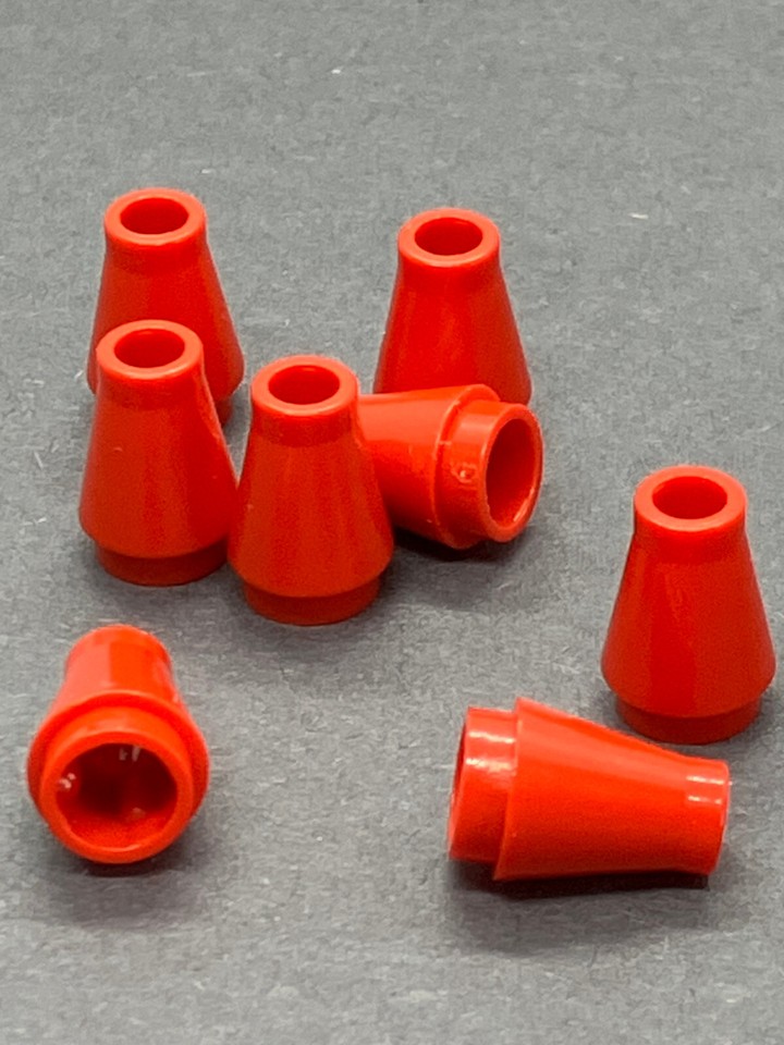 Lego Part 4589 (4pcs) Cone 1X1 smooth no groove - Red Vintage | eBay
