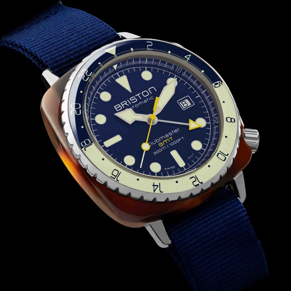 Briston Clubmaster Diver Pro Swiss Automatic GMT Blue Watch - Brand New ...