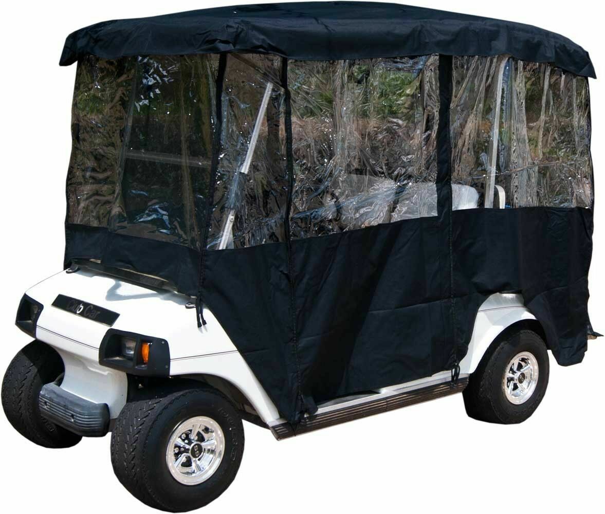 Black Rain Cover Enclosure for Golf Cart W Back Seat Extended Roof Ezgo ...