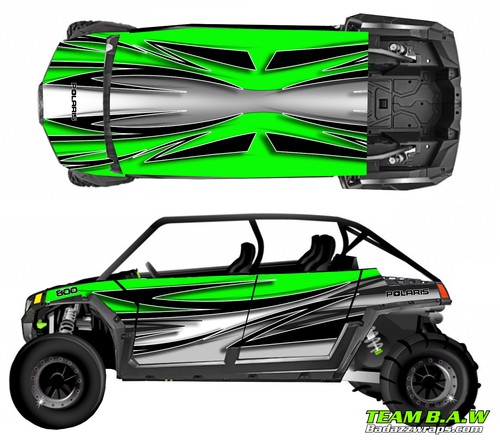 Polaris 4 RZR 900 xp Design Ripped Decal Graphic Kit Wraps Hood Scoop ...