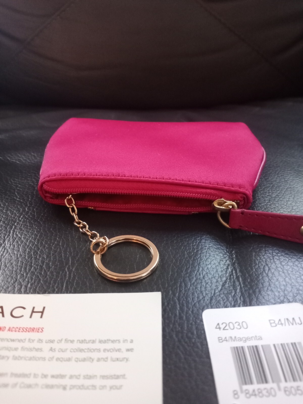 NWT Coach Amanda Satin Mini Skinny Key Chain/Coin Purse Magenta | eBay