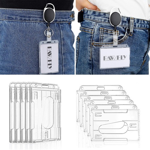 Heavy Duty ID Badge Holders - Rigid Hard Clear Plastic- HOLD 2 CARDS ...
