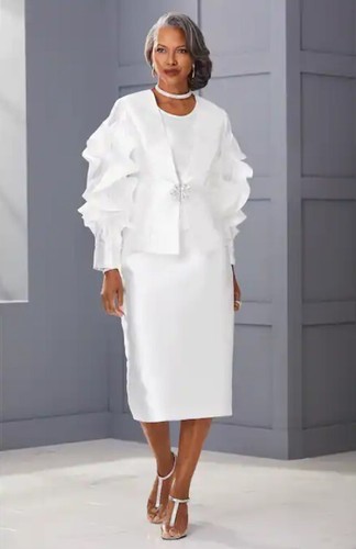 26W PLUS Ashro White Formal Wedding Church Party Danai 3-Pc Ruffle ...