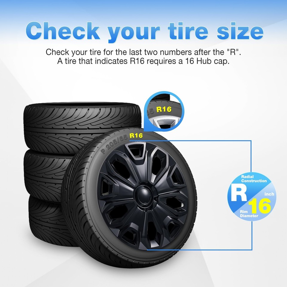 OPKOURE 16" Gloss Black Hubcap Wheel Covers for 15-26 Ford Transit 150 ...