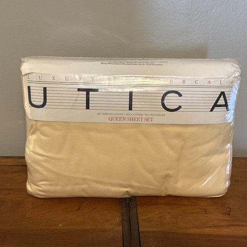 VTG UTICA Queen Sheet Set Buttercream Yellow Luxury 200 Percale Cotton ...