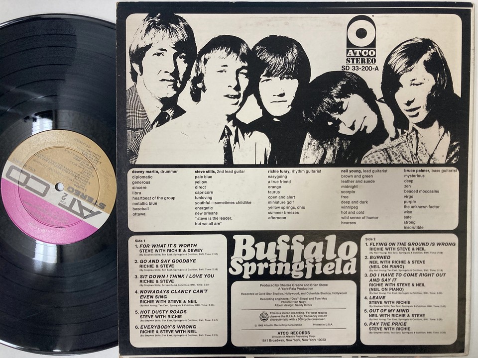 BUFFALO SPRINGFIELD - S/T LP (RCA-made US Pressing on ATCO, Debut Album ...