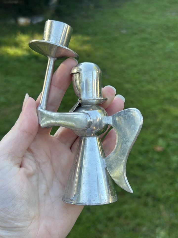 Banka Tin Angel Candle Holders Made In Indonesia~8"& 7.5" Modern ...