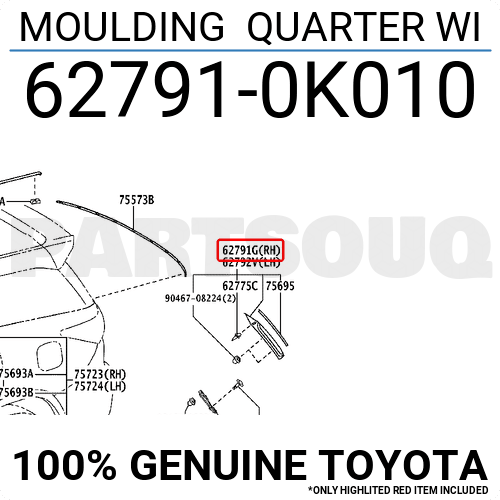 627910K010 Genuine Toyota Moulding Quarter Wi 62791-0k010 for sale ...