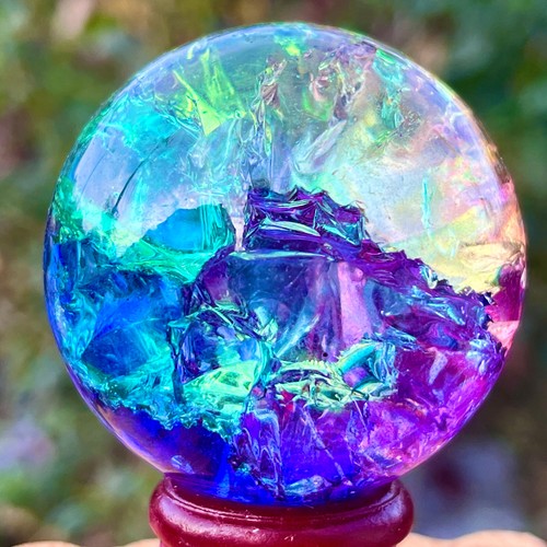 155G Natural Titanium Rainbow Quartz sphere Crystal ball Healing | eBay