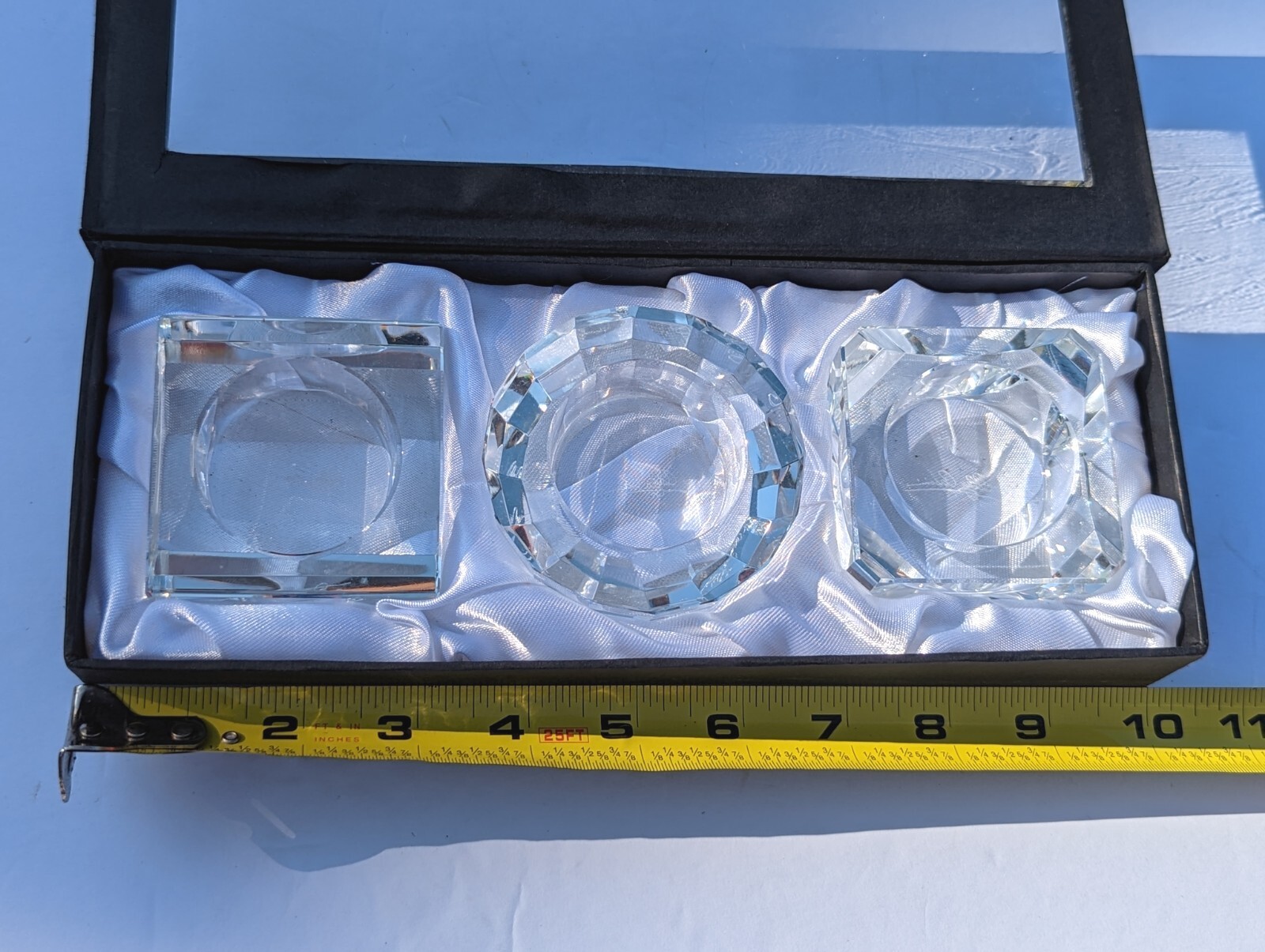 Oleg Cassini Crystal Cut Votive Candle Holders Pattern Rebecca Trio Set ...