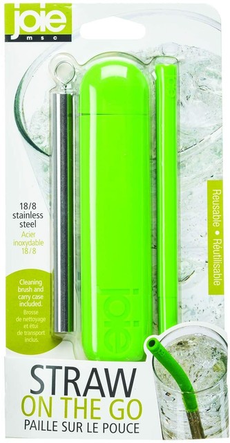 MSC Joie Straw On The Go Reusable Straw TRAVEL Case SILICONE STAINLESS ...