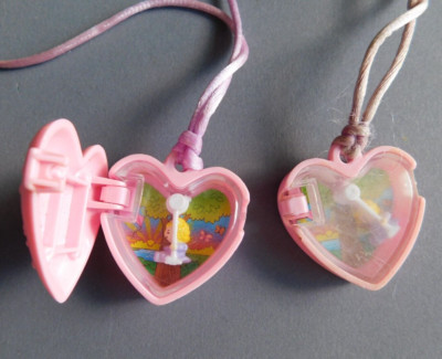 Vintage toy - Polly Pocket necklace - 1994 #33 - Girl on swing in pink ...