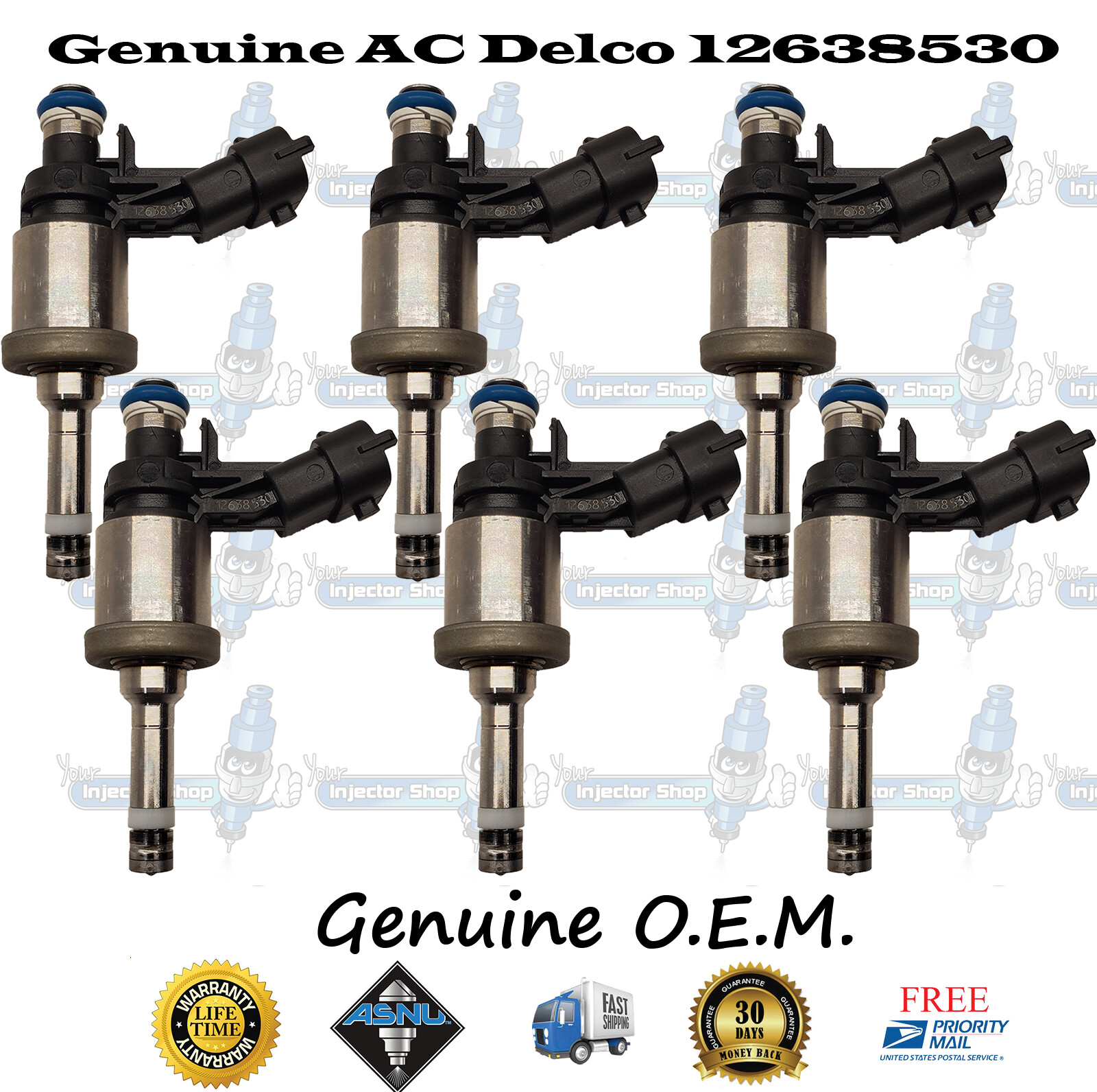 AC Delco Fuel Injectors 6x 2008-11 Chevy Cadillac Buick Saturn GMC 3.6L ...