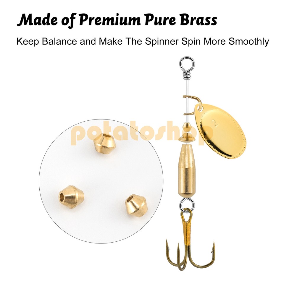 50pcs Brass Spinner Lure bodies Sinker Weights Beads DIY Spinner Making ...