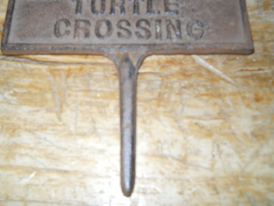 Cast Iron TURTLE CROSSING Sign Garden Stake Home Decor Pond Plaque | eBay