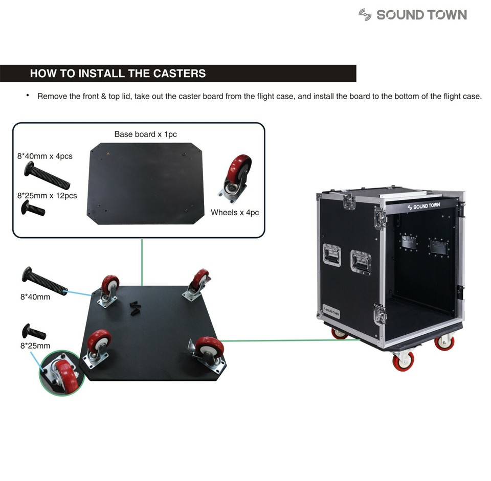 Sound Town 14U PA DJ Rack Road Case 11U Slant Mixer Top DJ Table (STMR ...