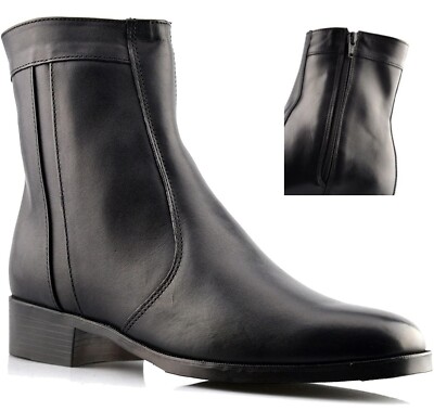 Mens Scimitar Leather Smart Zip Up Dress Office Work Ankle Boots Black ...