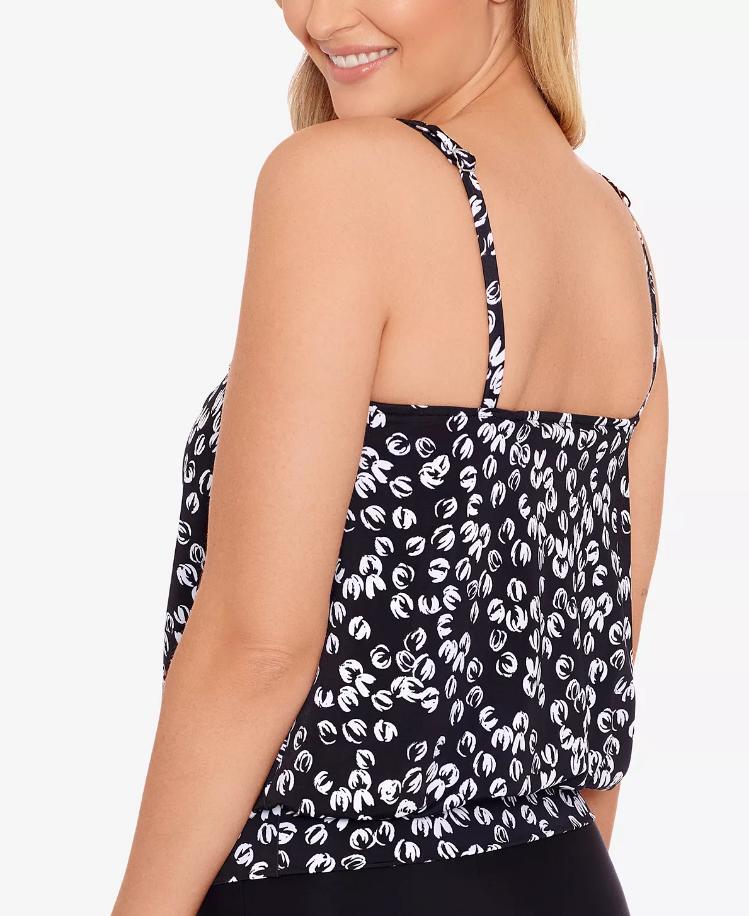 Swim Solutions Women's Printed Shirred-Neck Tankini Top 12692 | eBay