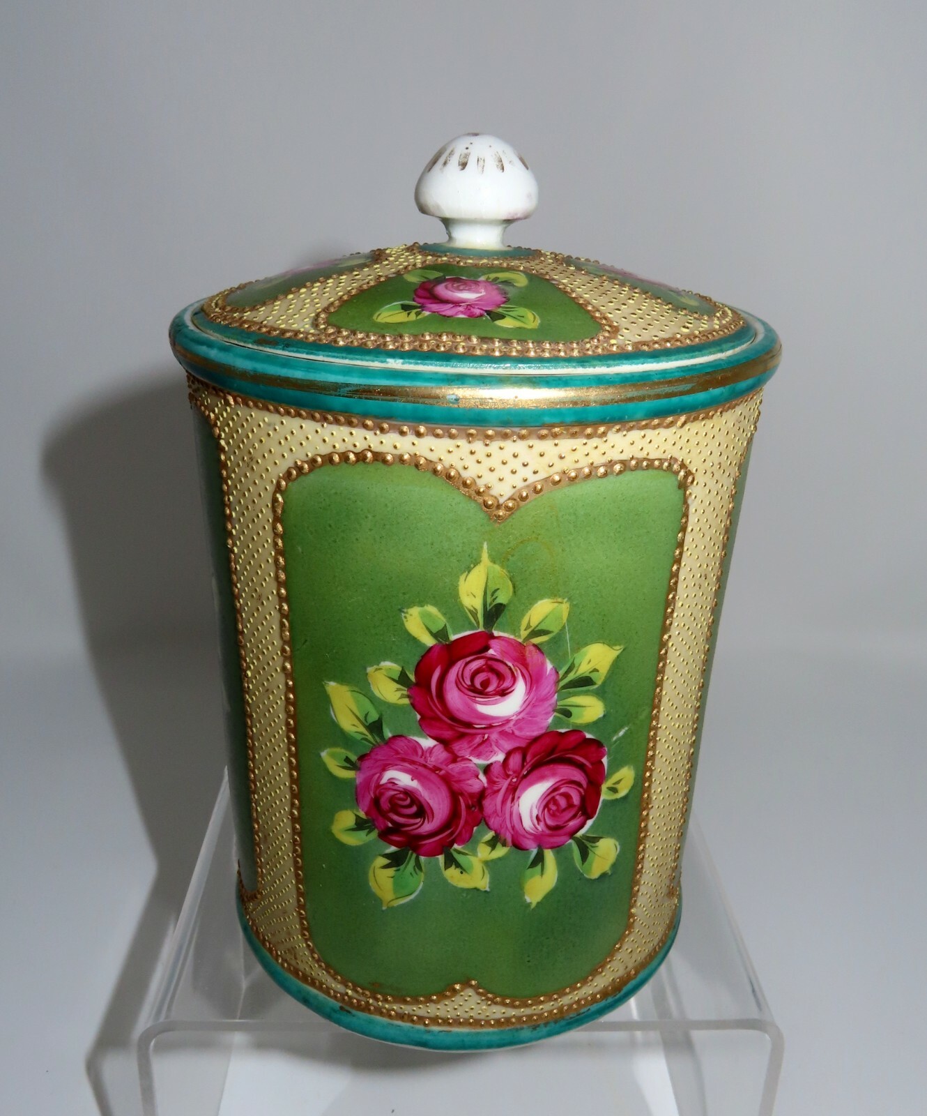 RARE Nippon Tea Caddy, Hand Painted, Moriage 1800's, love the ROSES! | eBay