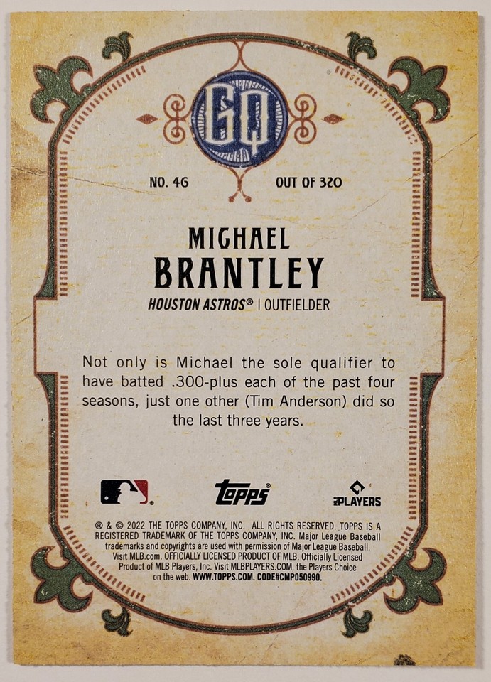 2022 Topps Gypsy Queen Michael Brantley Green Border #46 Houston Astros ...