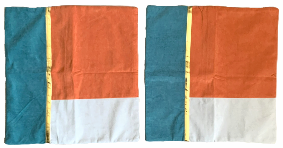 2 Ultrasuede 1980s Southwest Glam Color Block Teal Buff Gold Pillow ...