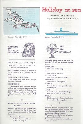 July 7, 1975-Holiday at Sea aboard the Italian M/V Angelina Lauro ...