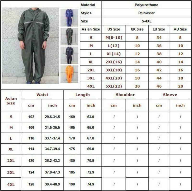 Mens Motorcycle Rain Overalls Waterproof Hooded Raincoat Jumpsuit ...