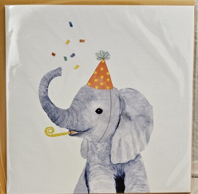 PAPYRUS LUCKY ELEPHANT BIRTHDAY HAT HAPPY BIRTHDAY CARD FOR ANYONE | eBay