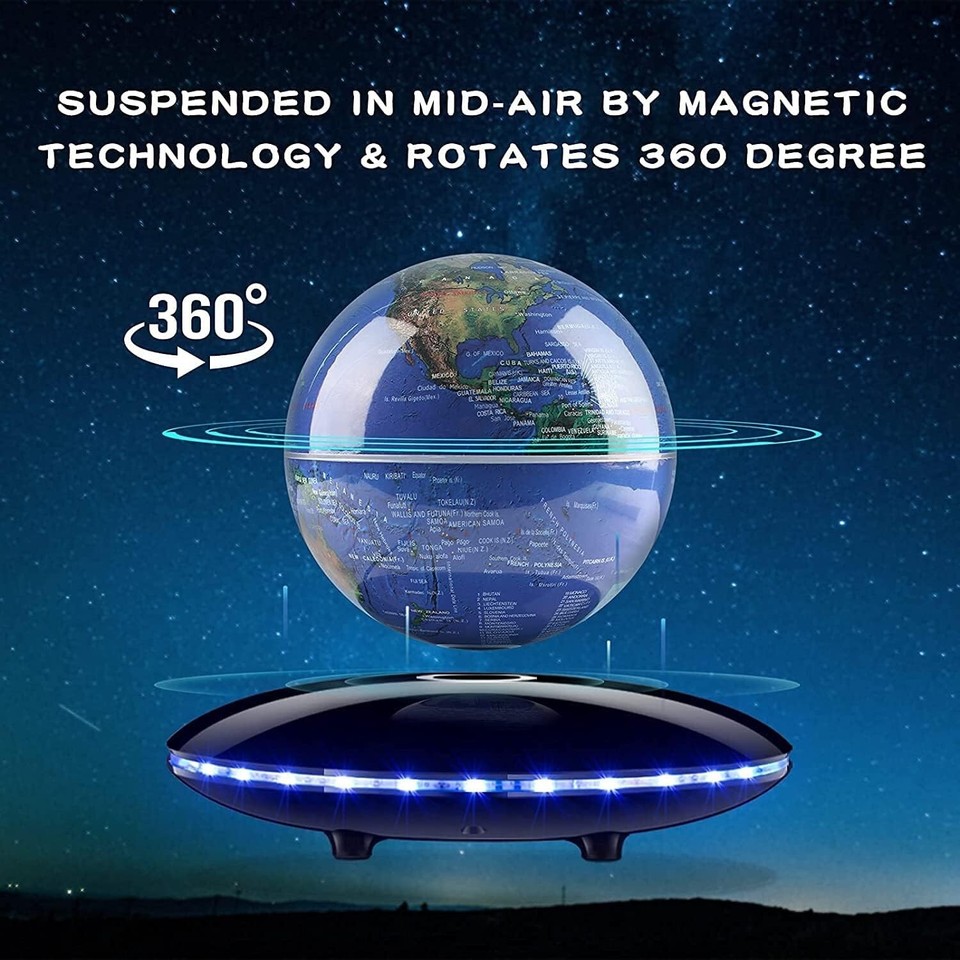 Magnetic Levitation Globe World Map 360 Degree Auto-rotating AC100V ...