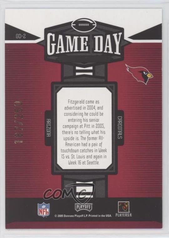 2005 Playoff Honors Game Day Foil /250 Larry Fitzgerald #GD-2 | eBay