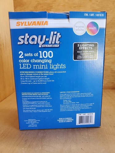 Sylvania Stay Lit Platinum 200 LED Mini Lights - Color Changing - In ...
