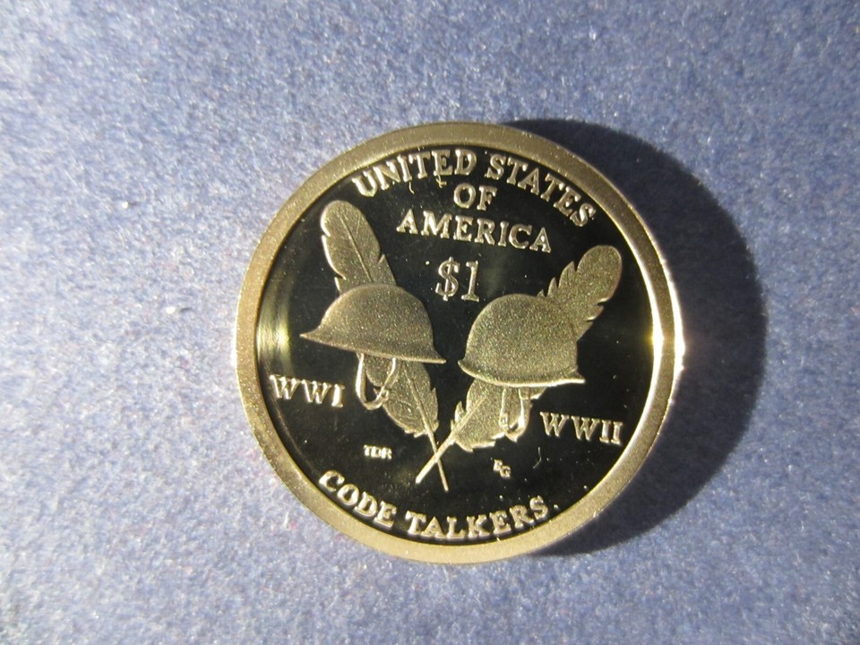2016-S Native American PROOF Dollar CODE TALKERS WWI WWII CARBON SPOT ...