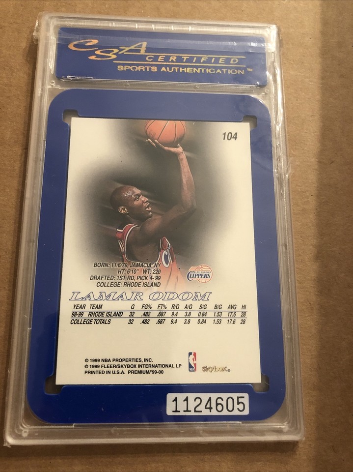 Lamar Odom - 1999-00 Skybox Premium Rookie #104 CSA CERTIFIED 10 GEM ...