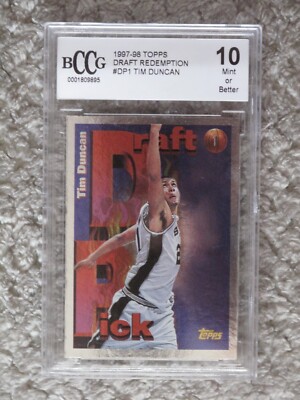 Tim Duncan 1997-1998 Topps Draft Redemption BCCG 10 Mint or Better #DP1 ...