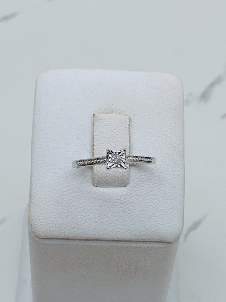 10k solid gold ring Engagement Diamond Chip - Anillo en oro Compromiso ...