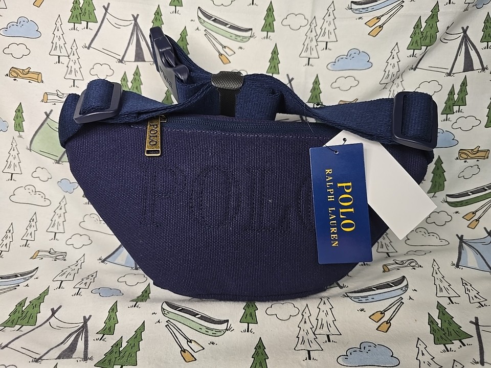 Polo Ralph Lauren Embroidered Polo Bear Navy Canvas Waist Hip Fanny ...
